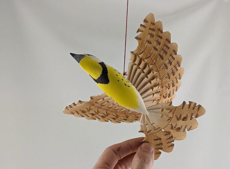 Hand Carved Meadowlark Wood Bird Carving Fan Bird Mobile - Etsy