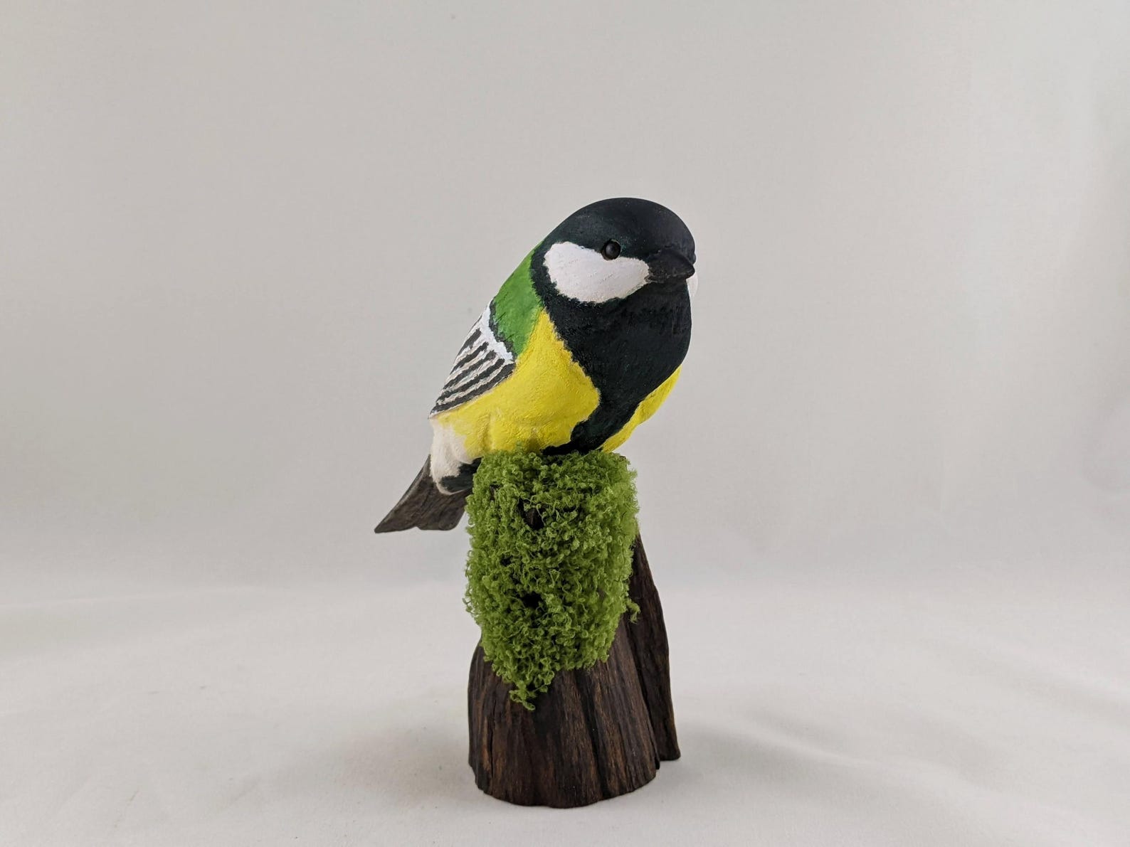 Tit Bird Wood Carving, Great Tit Bird Sculpture, Wooden Songbird Decor ...