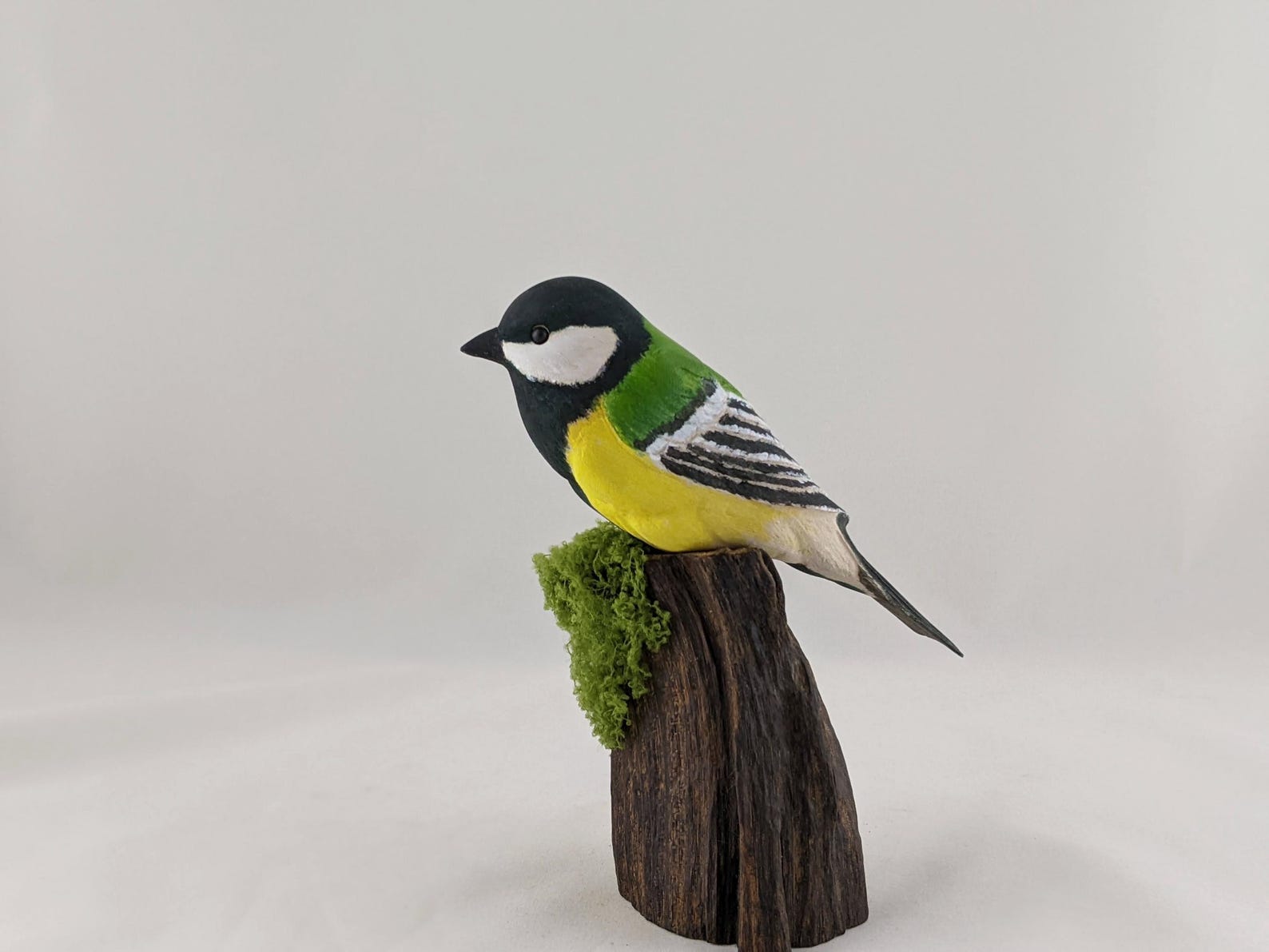 Tit Bird Wood Carving, Great Tit Bird Sculpture, Wooden Songbird Decor ...