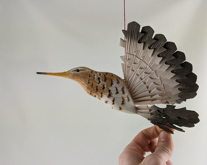 Hand Carved Godwit, Bird Wood Carving, Fan Bird Mobile, Folk Craft ...