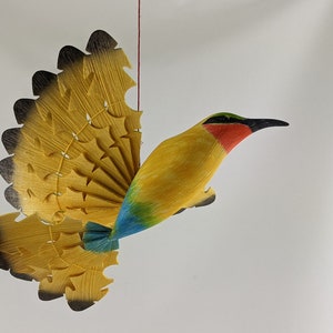 Carved Bird Mobile, Bee Eater Fan Carving, 5th Anniversary Gift, Folk ...