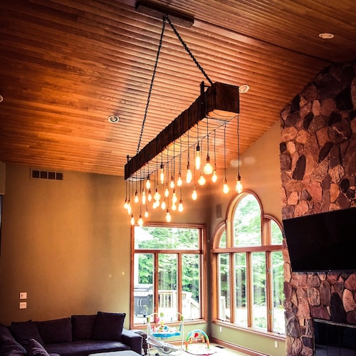 Rustic Barn Beam Ceiling Light - Etsy