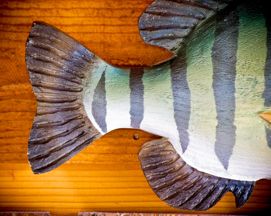 Bluegill Hand Carved and Painted Wood Wall Sculpture to Add a Rustic ...