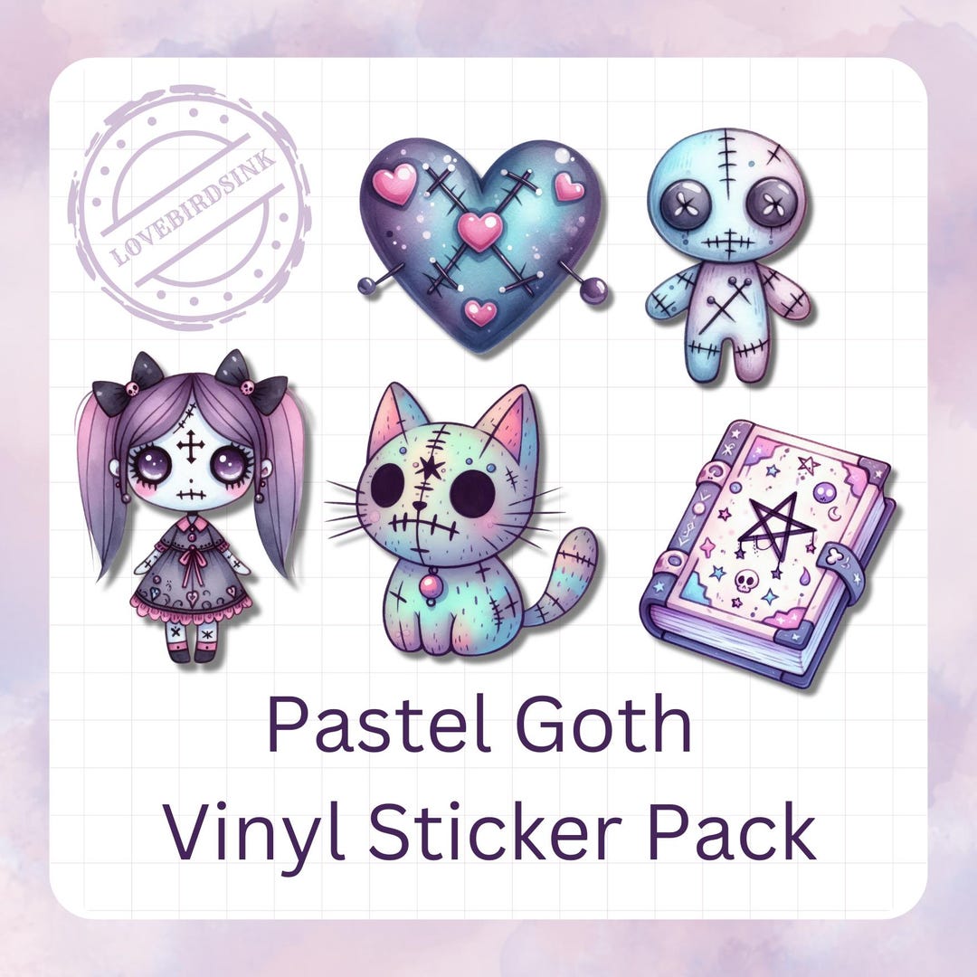 Pastel Goth Sticker Pack: Handmade Vinyl Halloween Decals - Etsy