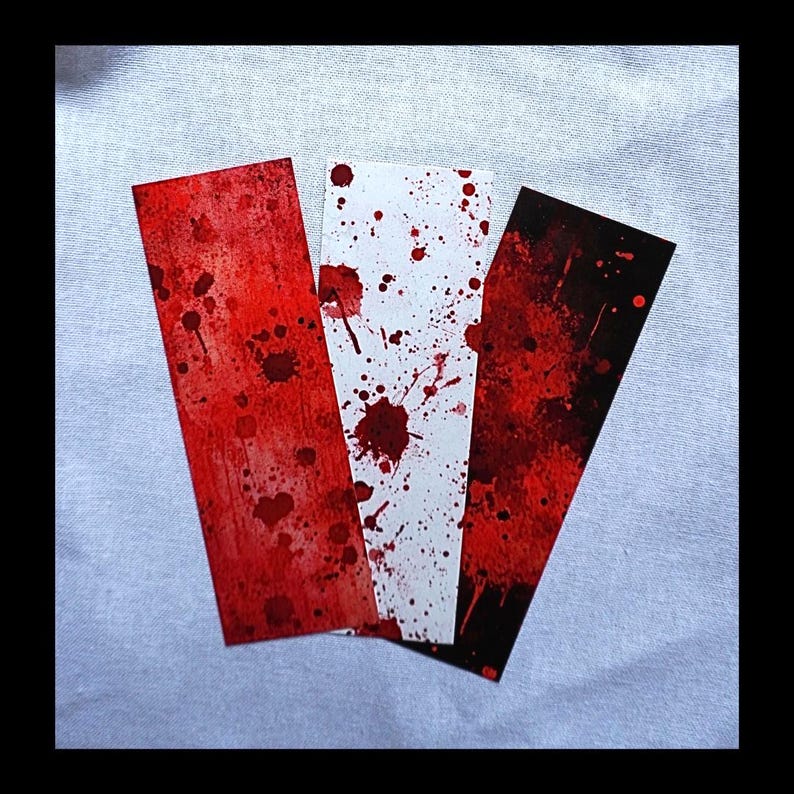 Horror Bookmark Set | Blood Splatter Bookmarks (set of 3) | Spooky ...