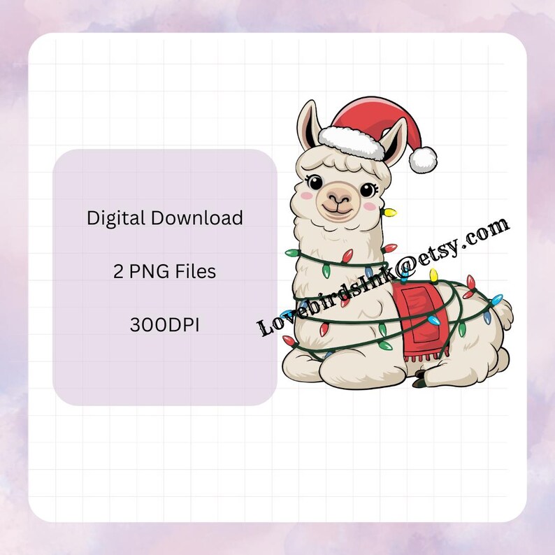 Christmas Llama Clipart With Lights (digital Download) - Etsy