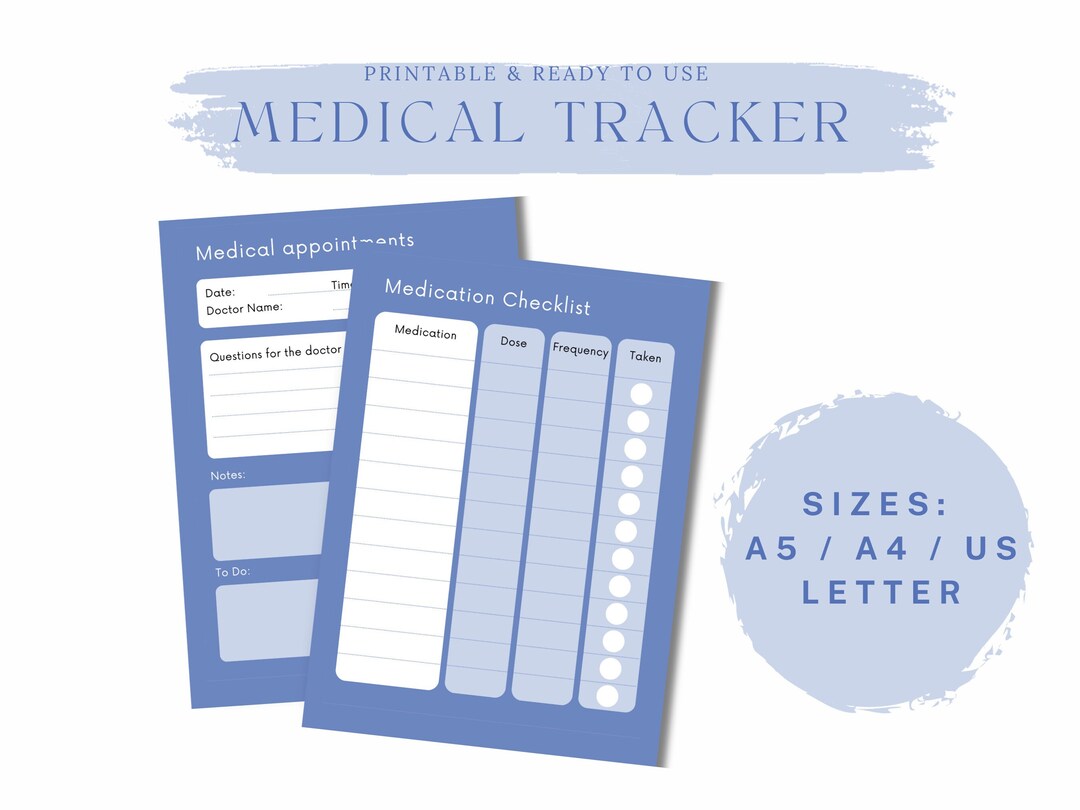 Medication Doctor Appointment Tracker Periwinkle Printable PDF - Etsy