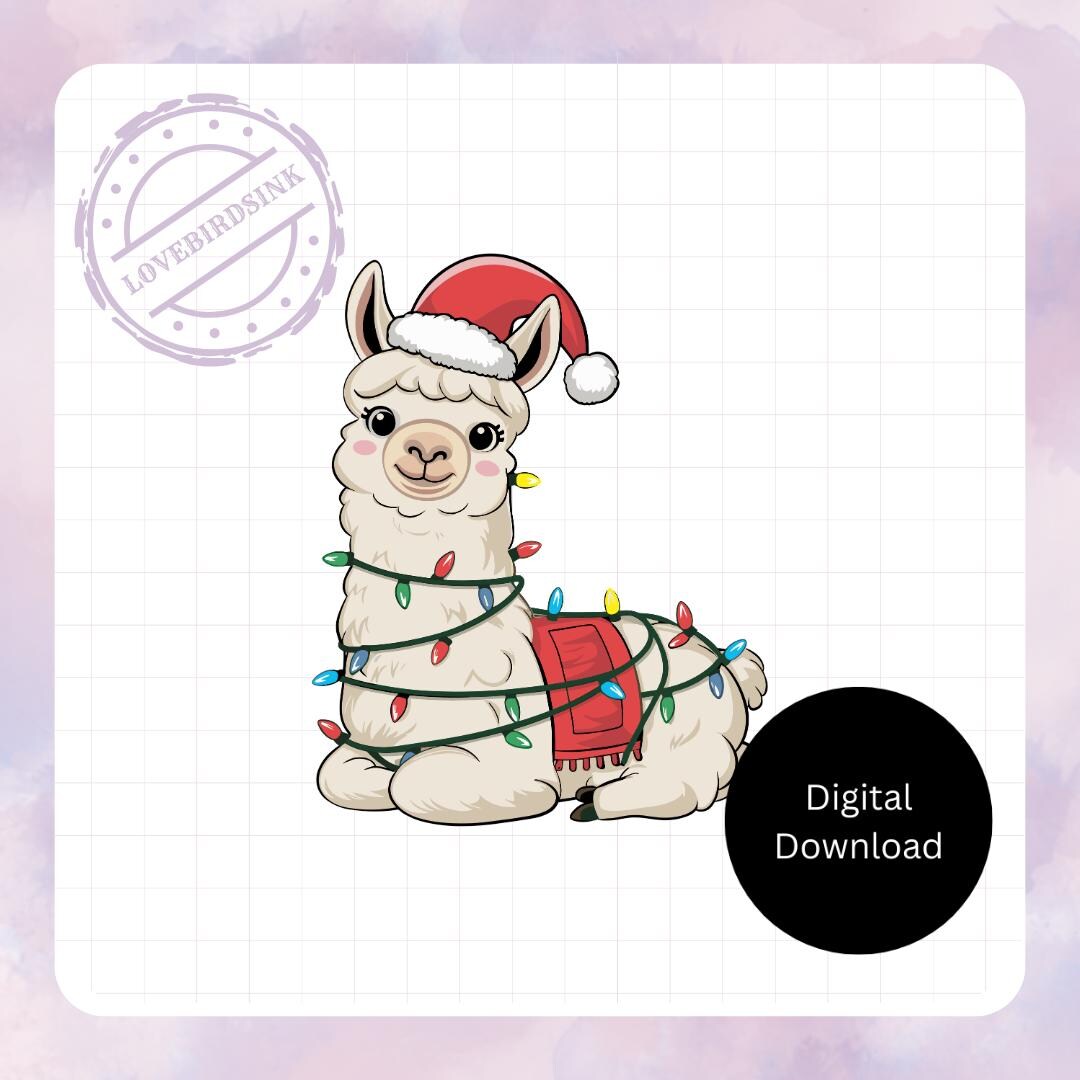 Christmas Llama Clipart With Lights (digital Download) - Etsy