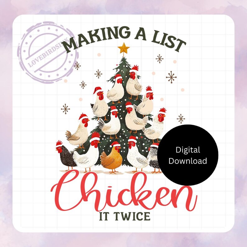 Christmas Chickens / Christmas Tree / Christmas Clipart / Holiday Art ...