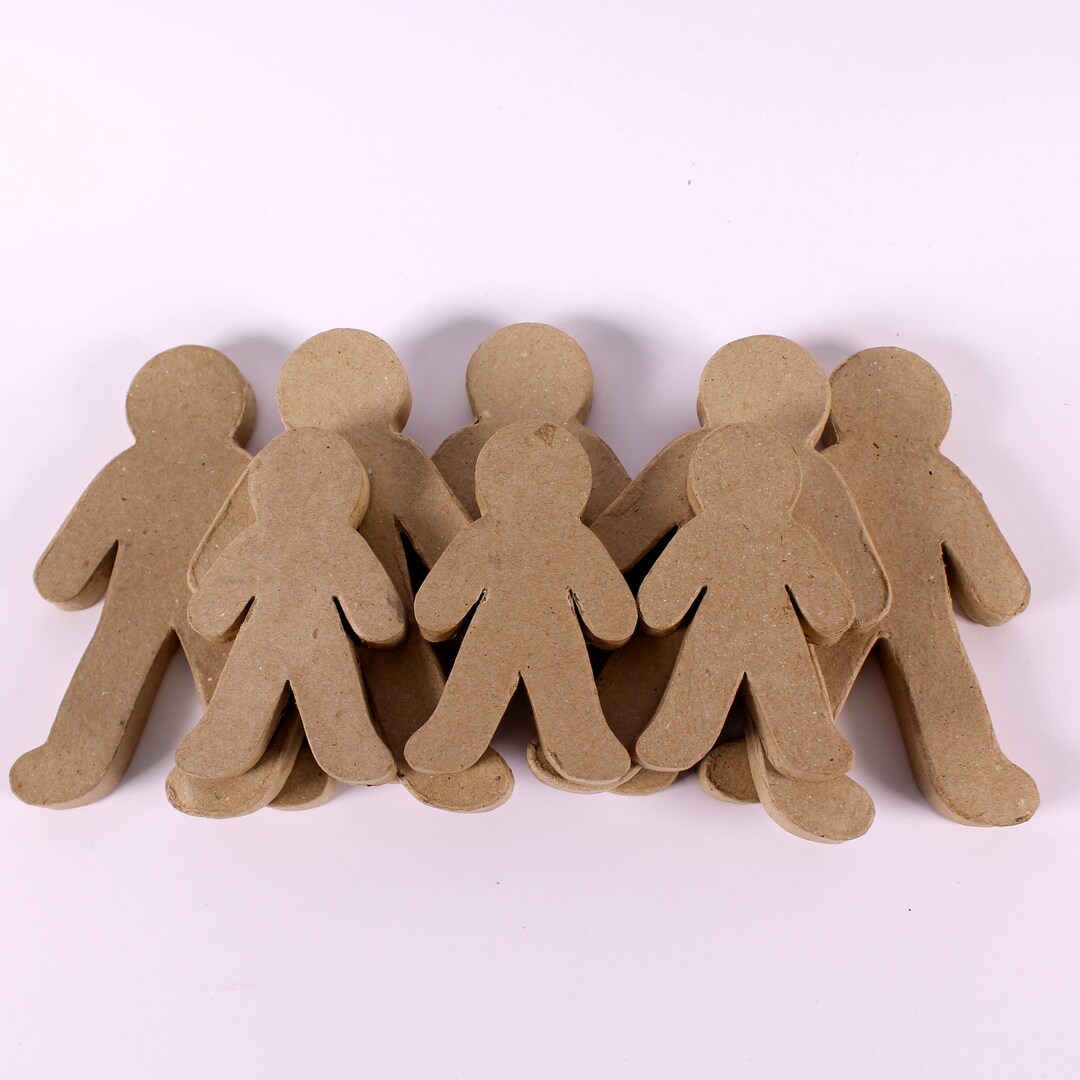 Papier Mache Gingerbread Men People Shapes Pack of 10 3D Cut Out Paper ...