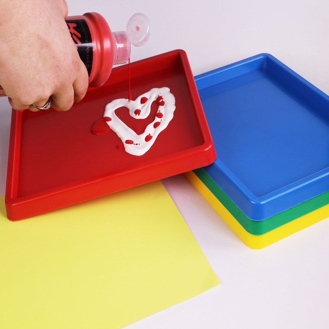 Paint & Inking Large Coloured Plastic Art Mixing Tray for Kids Painting ...