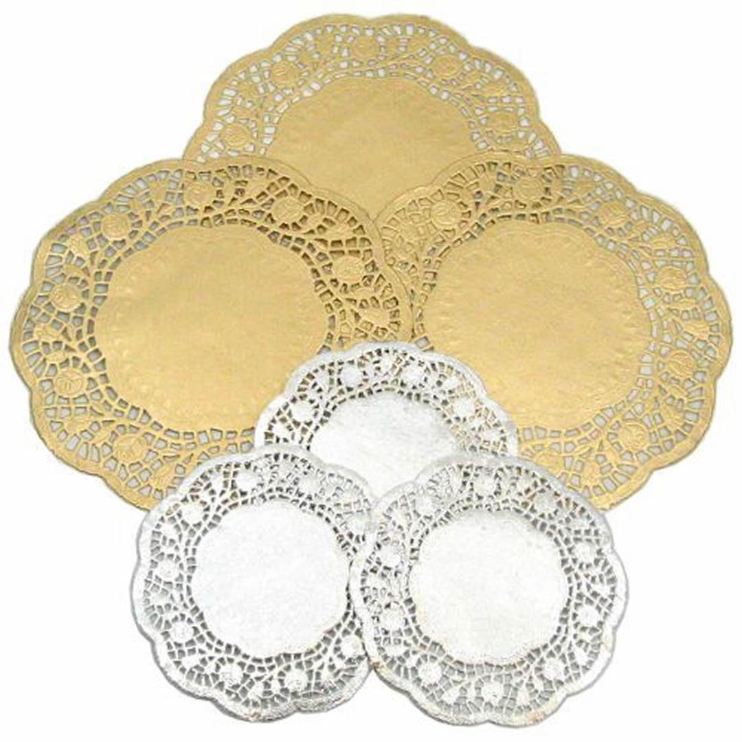 Metallic Coloured Gold & Silver Craft Lace Paper Doilies 40 Patterned ...