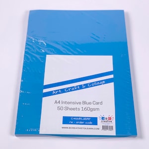 A4 Vibrant Blue Card 50 Sheets Blue Card 160gsm Coloured A4 Printer ...