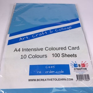 A4 Assorted Coloured Card 100 Sheets Multi Coloured Craft Card 160gsm ...