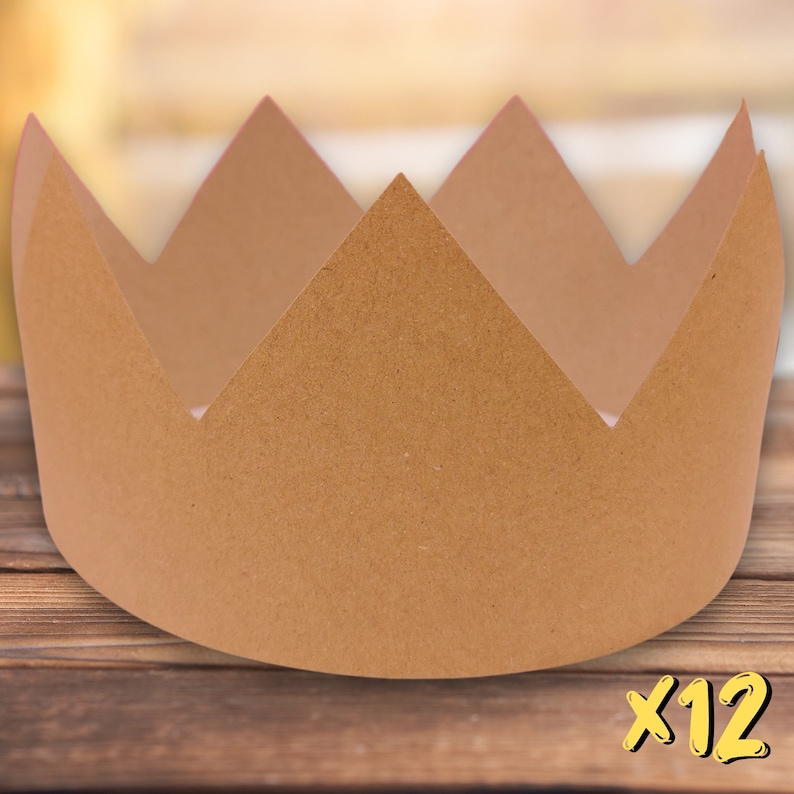 12 Recycled Kraft Crown Party Hats, Easy to Make Birthday Crown Hat ...