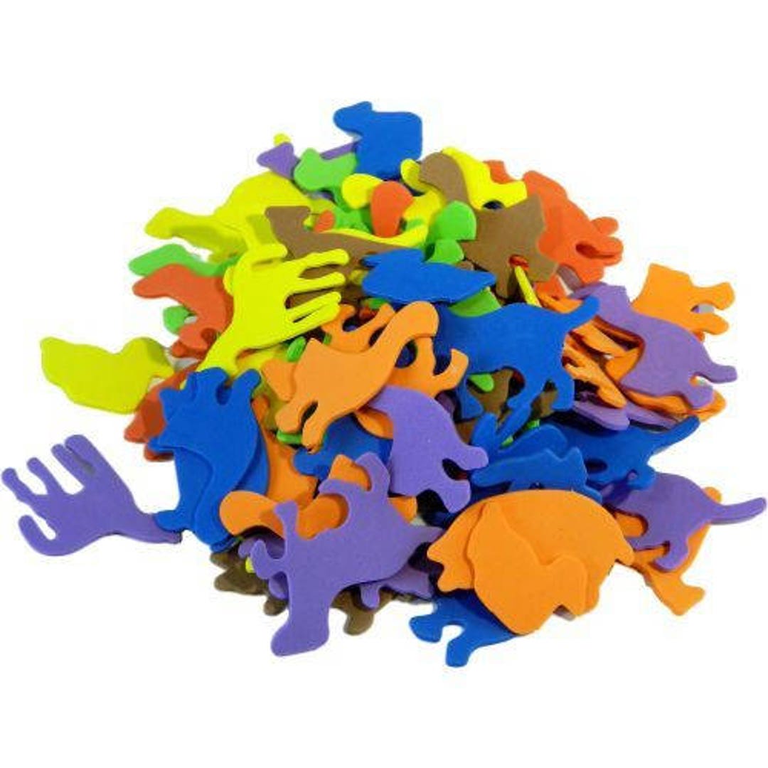 Coloured Animal Funky Craft Foam Shapes Kids Easy Stick Pack of 100 ...