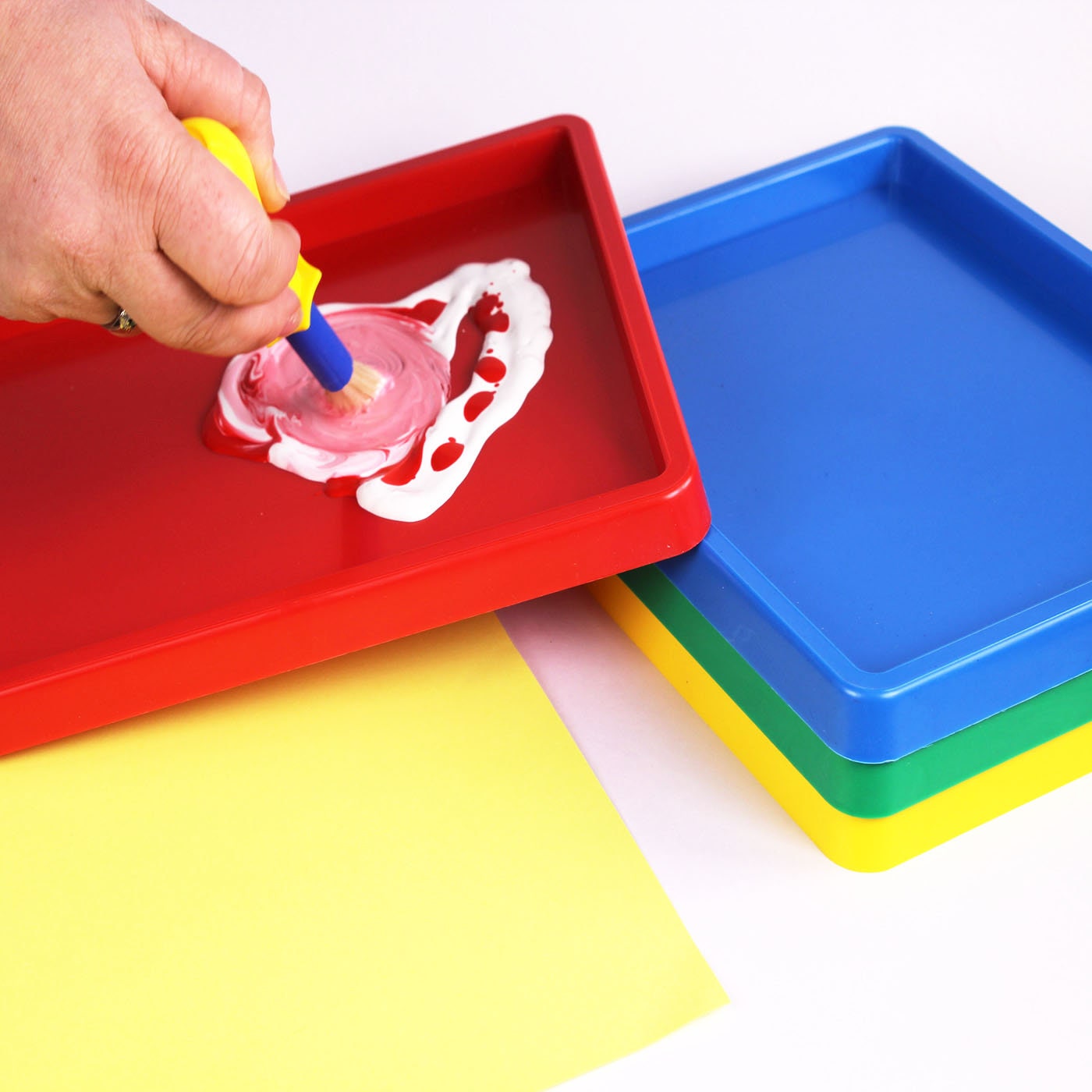 Paint & Inking Large Coloured Plastic Art Mixing Tray for Kids Painting ...