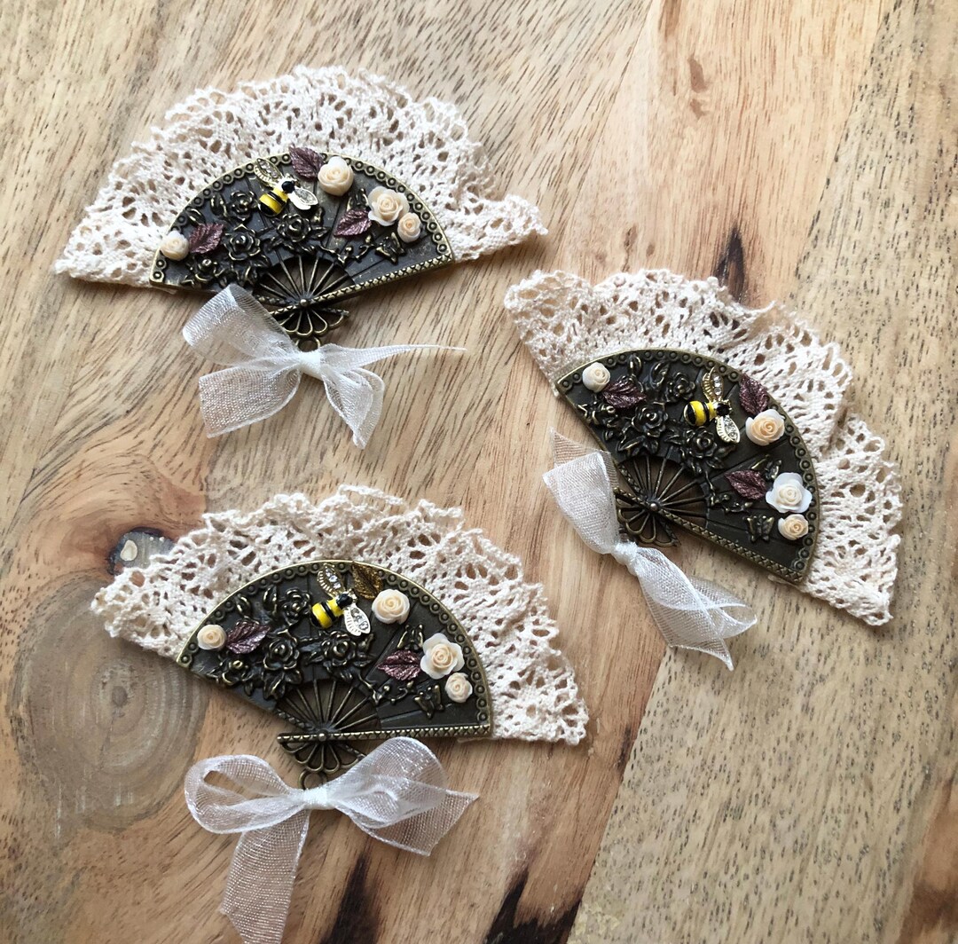 Bee Fans for 1/6 Scale Dolls, Bronze Metal and Lace - Etsy