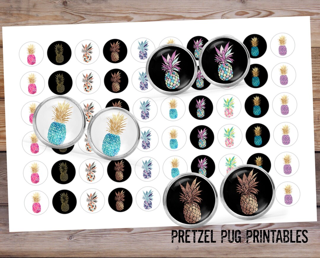 12mm Pineapple Images / Digital Collage Sheet Images / 12mm Circle ...