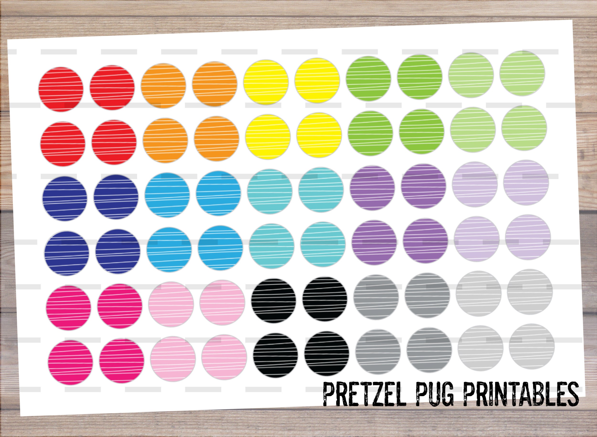 Rainbow Stripes / 12mm Circle Images / Simple Stripes / 4x6 / | Etsy