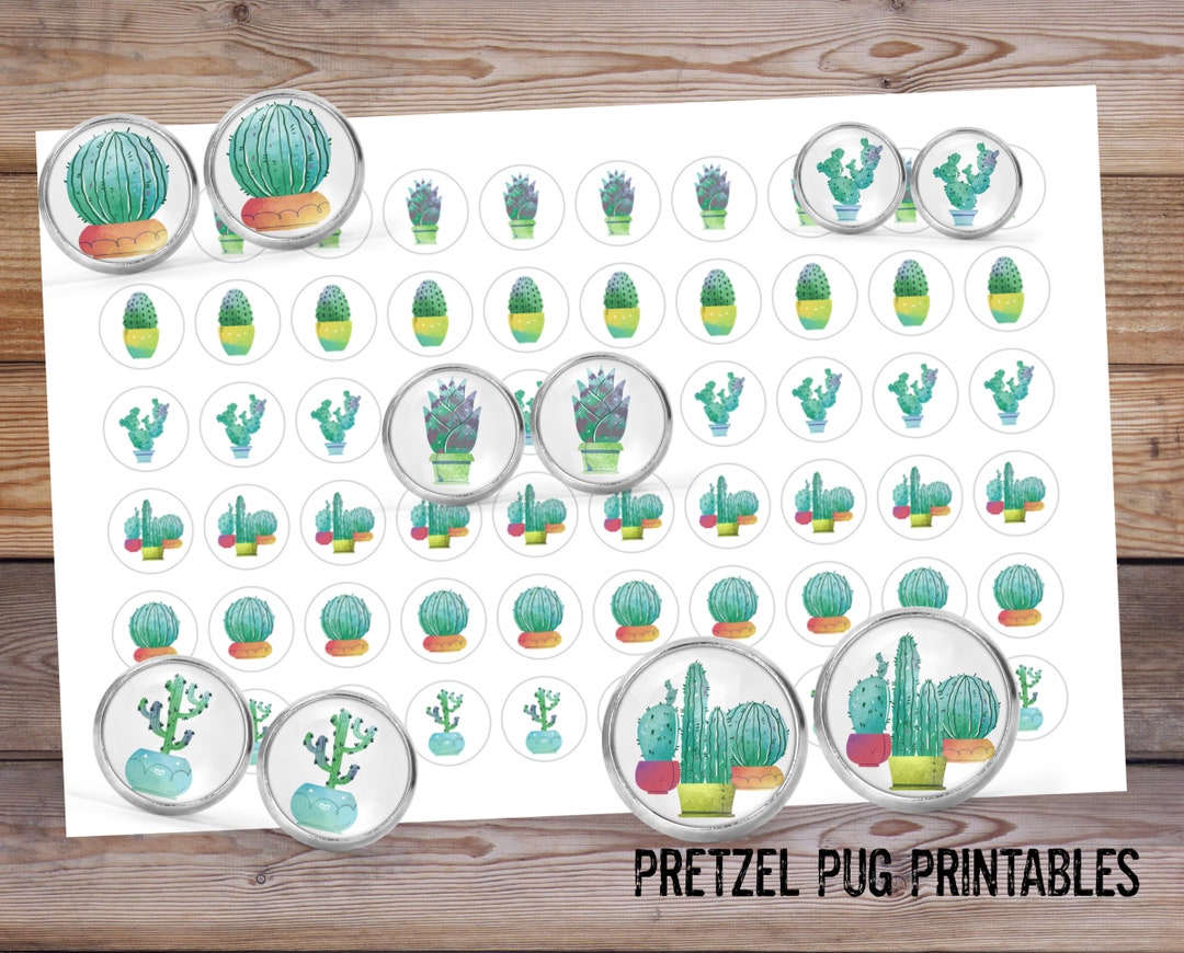 12mm Cactus Digital Collage Sheet Images / Circle Images / Succulent ...