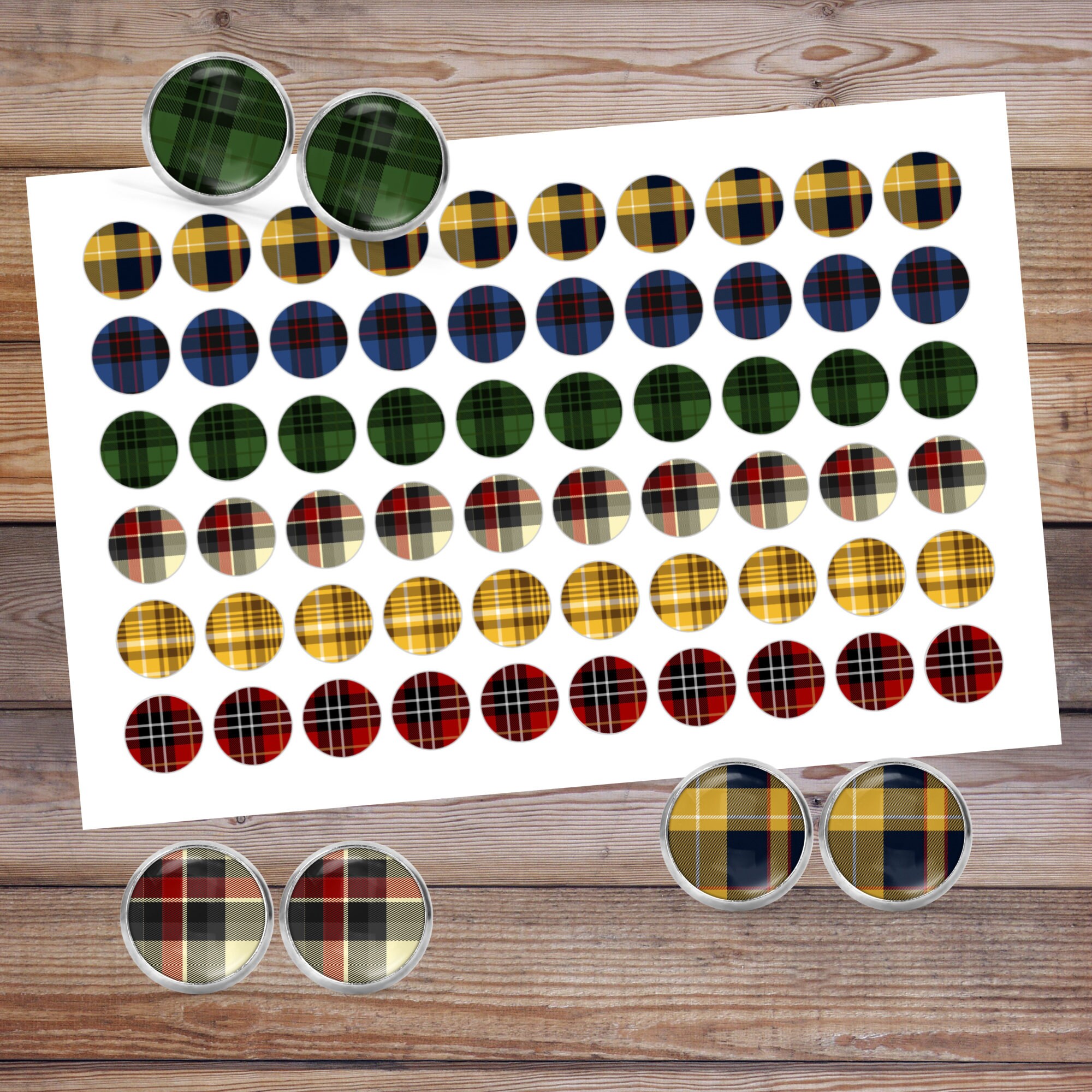 12mm Fall Winter Plaid Circle Images / 1 INCH Plaid Images / 4x6 / JPG ...