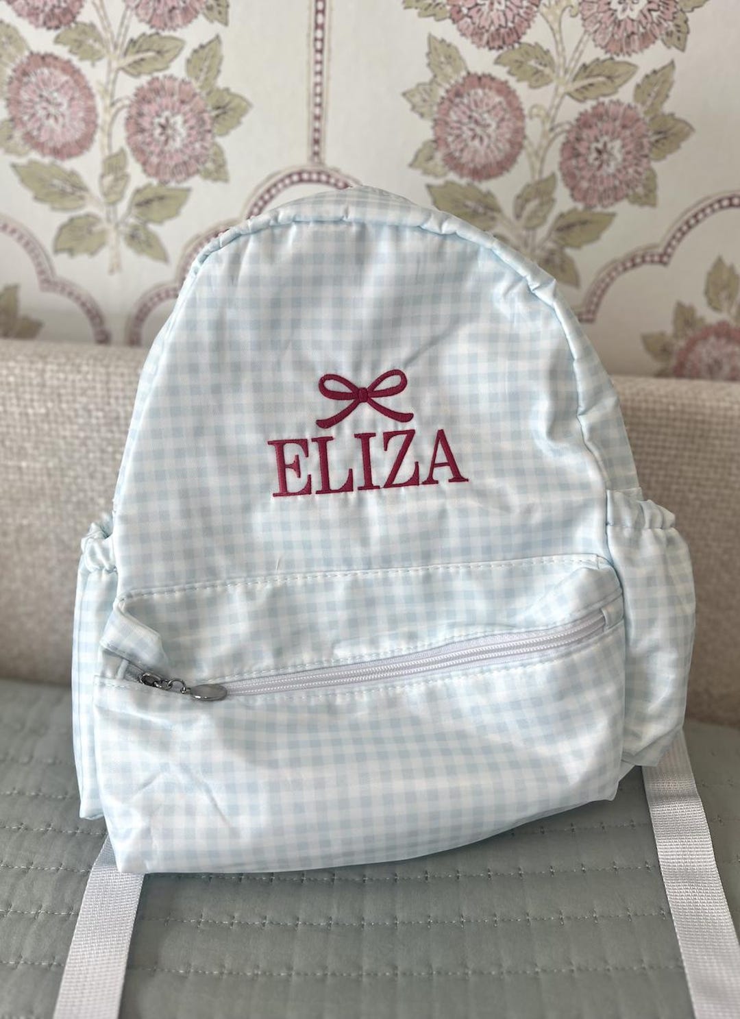 Toddler Backpack, Gingham Toddler Backpack, Personalized Baby Backpack ...