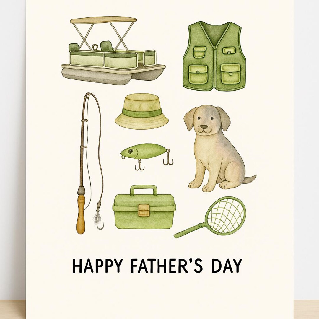 Father’s Day Fishing Card Printable: 5x7” Digital Download | Pontoon ...