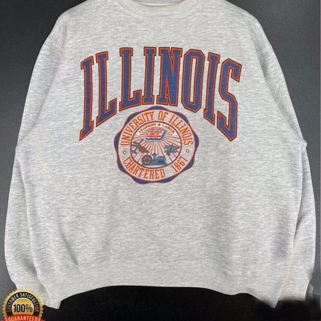 Vintage University of Illinois Logo Sweatshirt, NCAA Illinois Fighting ...