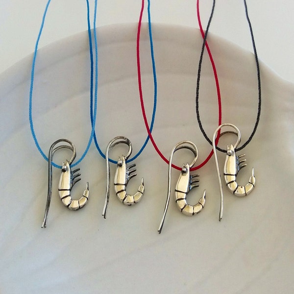 Sterling Silver Shrimp Necklace - Etsy