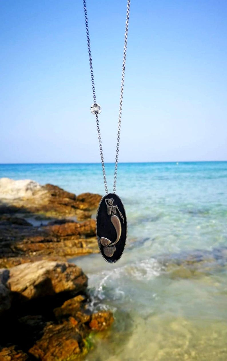 Mermaid Pendant | Pirate Necklace Amulet of Mermaid Skeleton - Sterling ...