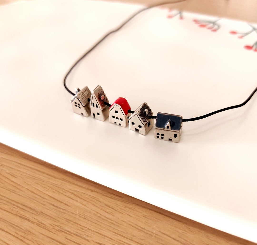 House Necklace, Sterling Silver House Necklace, Silver Home Pendant ...
