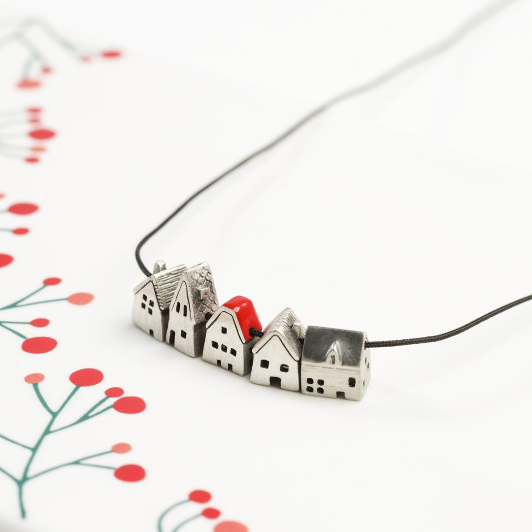 House Necklace, Sterling Silver House Necklace, Silver Home Pendant ...