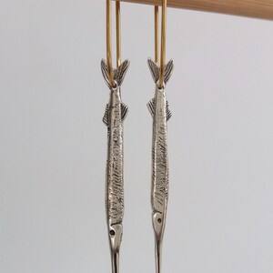 Fish Earrings, Sterling Silver Needlefish Hoop Earrings, Beach Woman ...