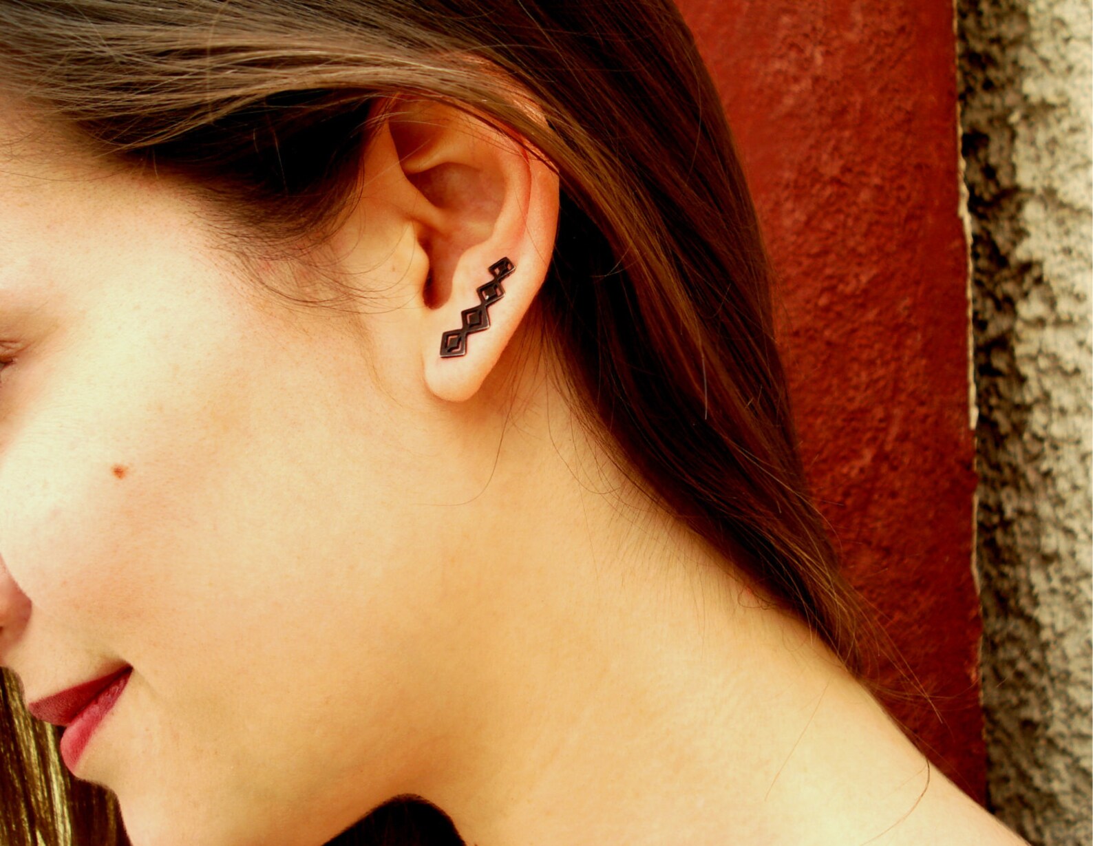 Climber Earrings rhombus Earrings ear Climber Geometric - Etsy UK