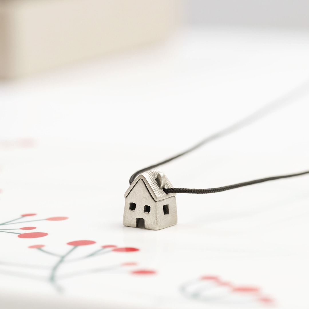 House Necklace, Sterling Silver House Necklace, Silver Home Pendant ...