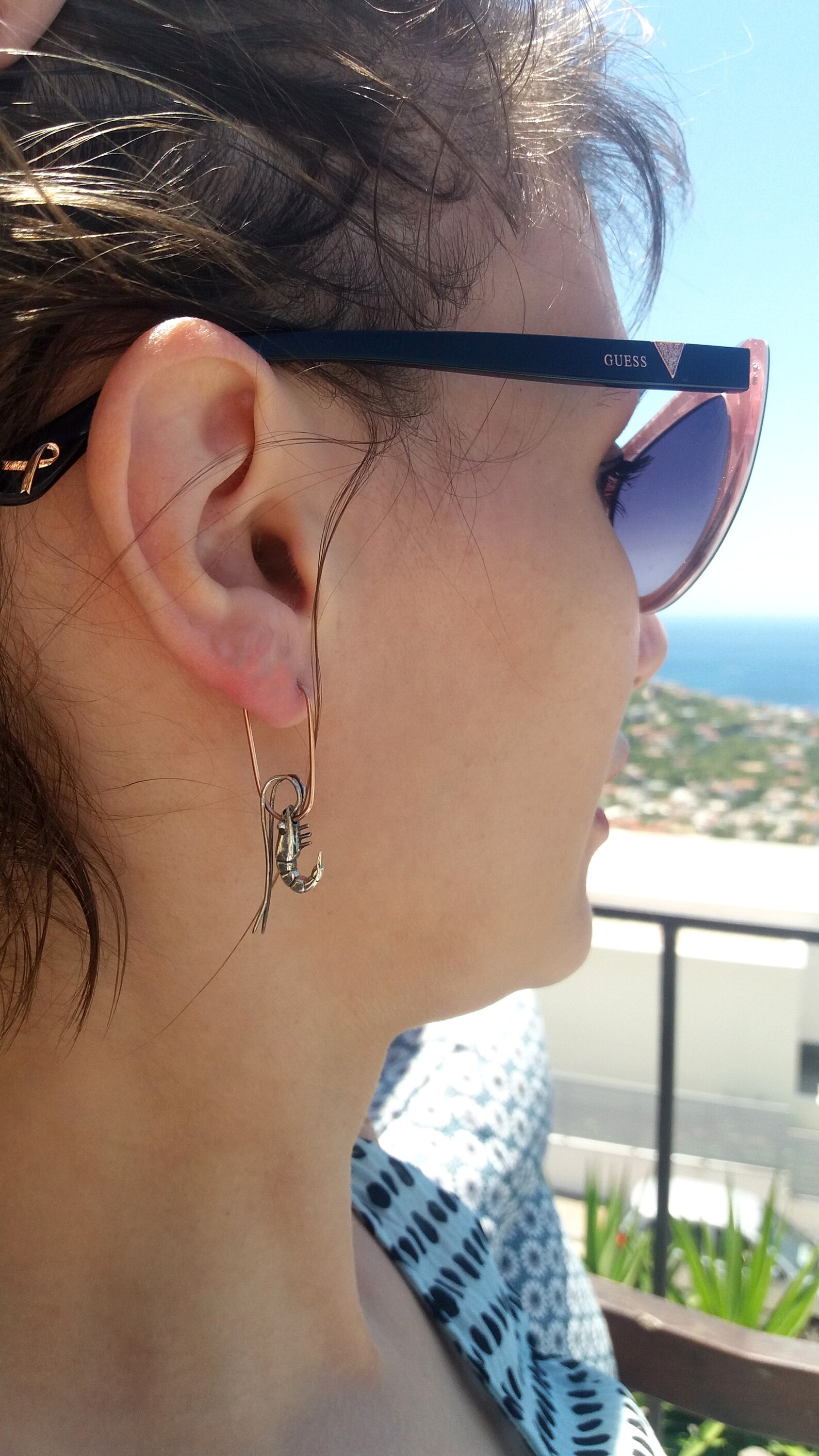 Female Chef Hoops, Seafood Jewelry, Sterling Silver 3D Shrimp Shape ...