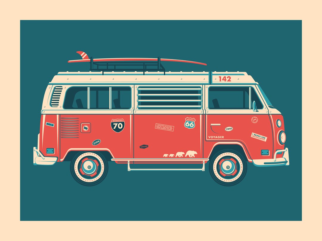 VW Bus Screenprint - Etsy