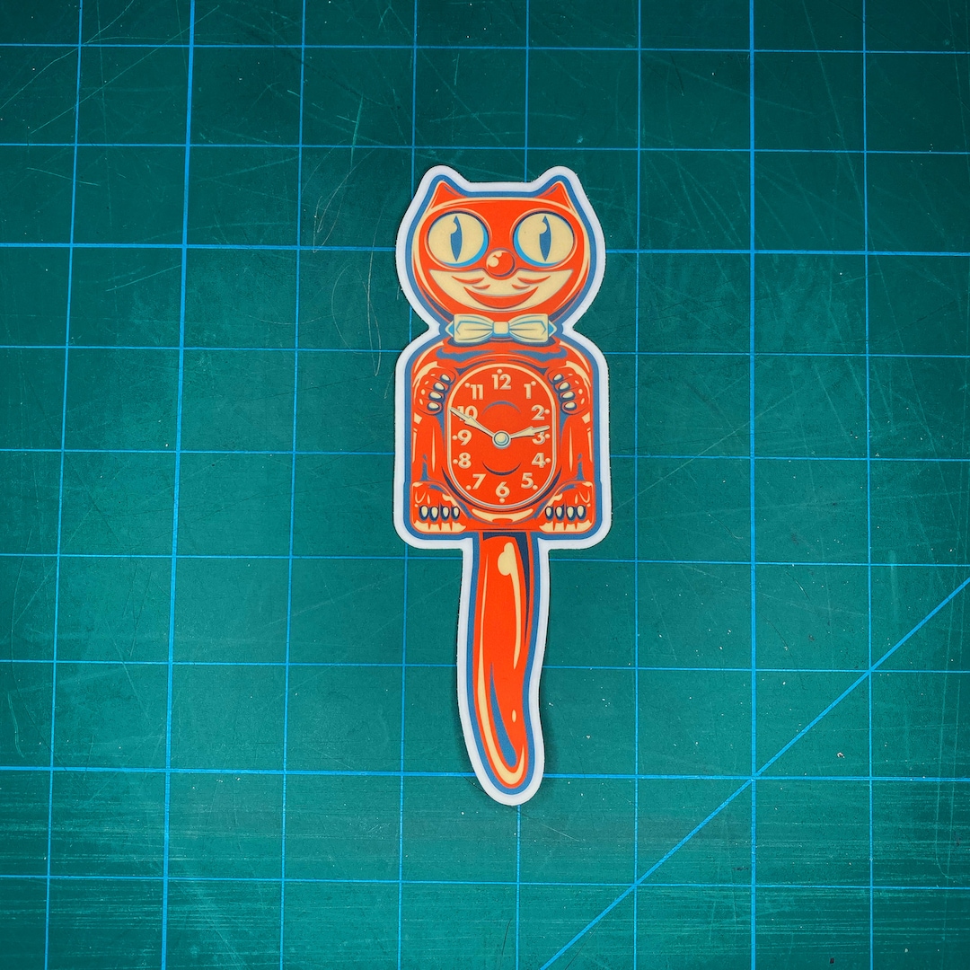 Cat Clock Vinyl Sticker - Etsy