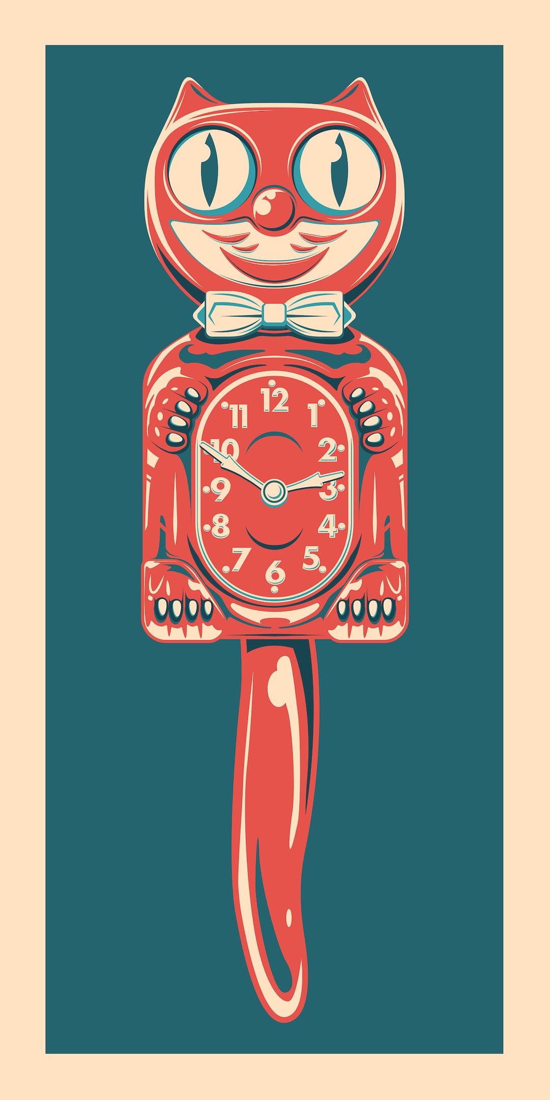 Cat Clock Screenprint - Etsy