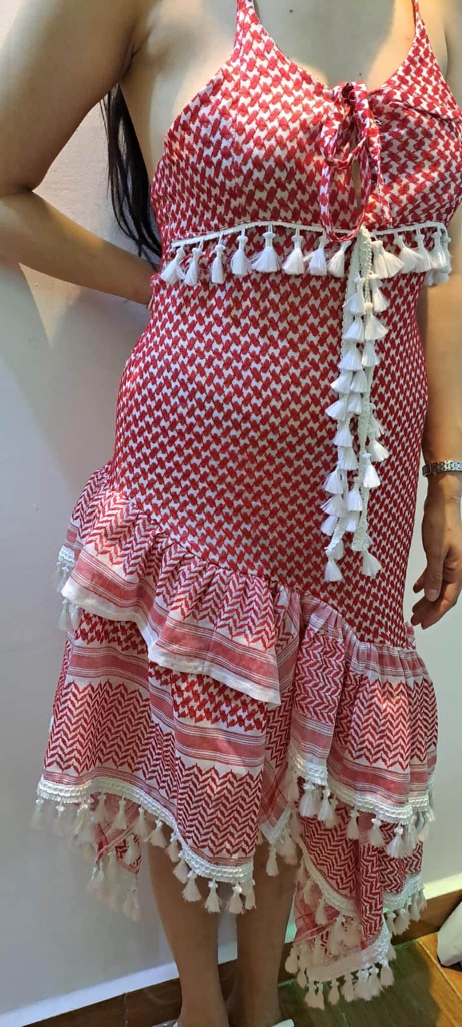 Bella Hadid Kuffiyeh Dress Palestinian Thob Customized Jordanian ...