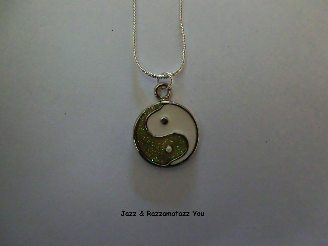 Handcrafted Yellow Glitter Ying Yang Necklace - Etsy