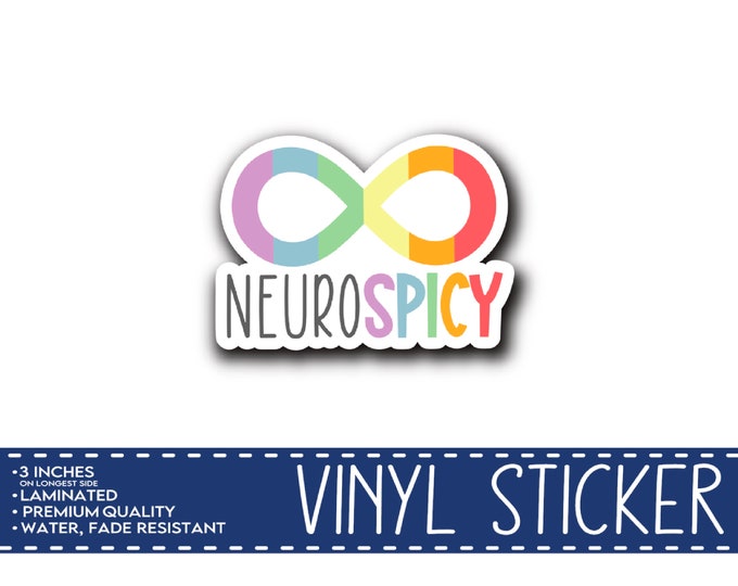 Neuro Spicy Neurodiversity Sticker, ADHD & Autism Decal, Rainbow ...