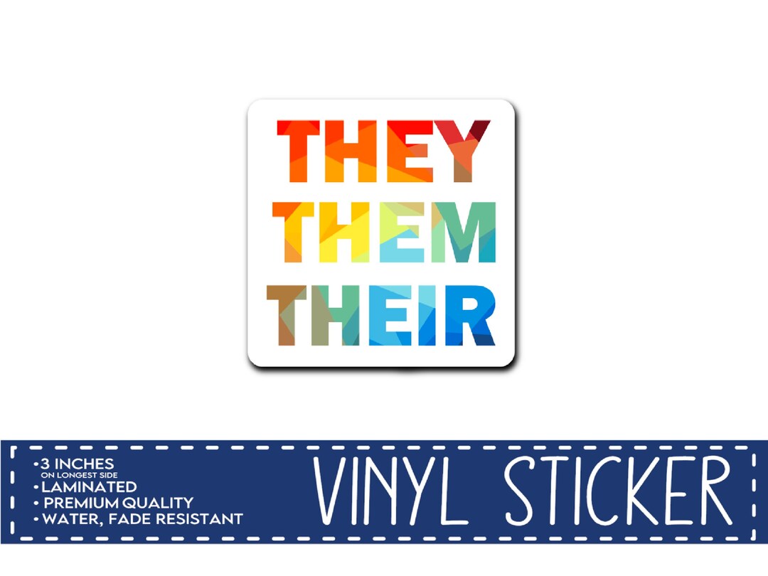 They Them Their Sticker Pronoun Sticker Non Binary Sticker - Etsy