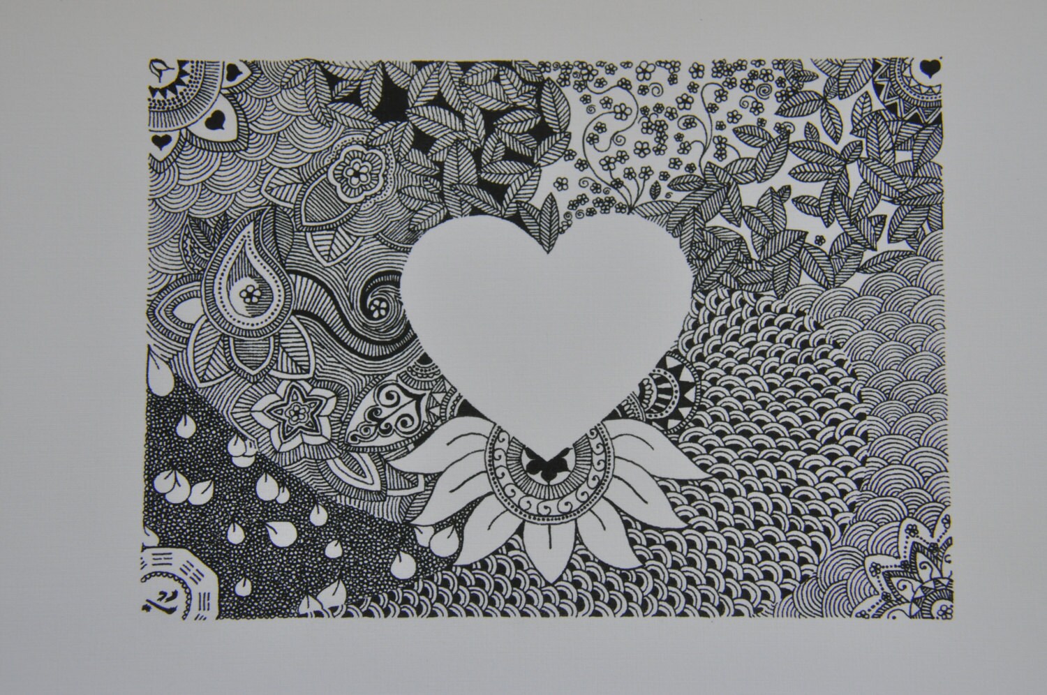 Heart Silhouette - Intricate Patterns Surrounding a Heart - Etsy
