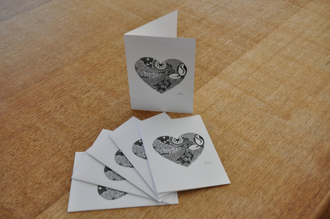 Heart Design Cards - Pack of Six - Etsy