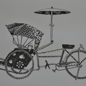 Trishaw - Original Pen and Ink Drawing - Etsy