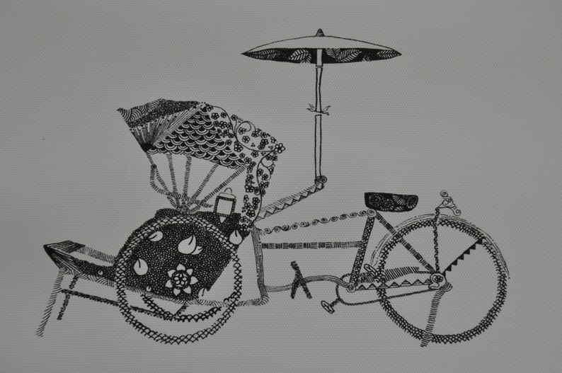 Trishaw - Original Pen and Ink Drawing - Etsy
