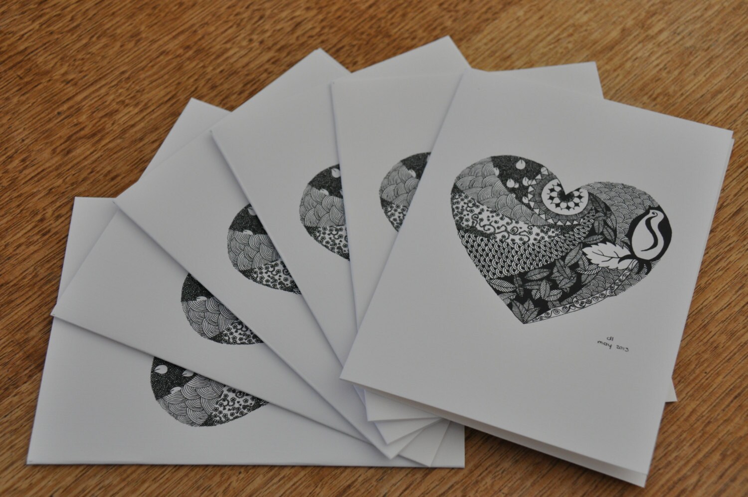 Heart Design Cards - Pack of Six - Etsy