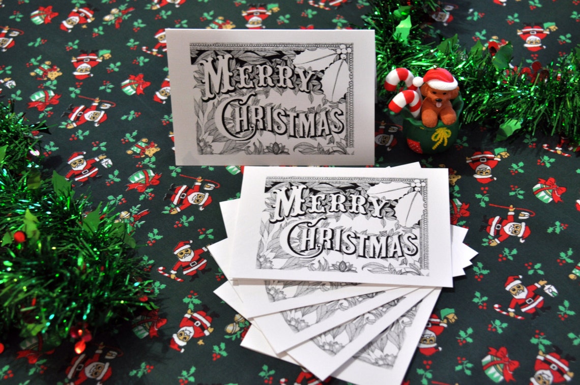 Traditional Christmas Cards Original Design Pack of Six - Etsy